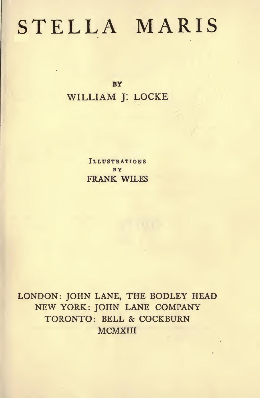Stella Maris, by William J. Locke
