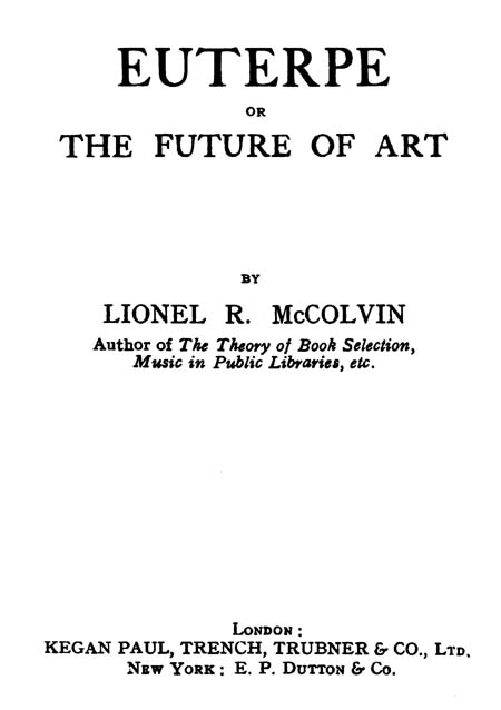 Euterpe, by Lionel R. McColvin—A Project Gutenberg eBook